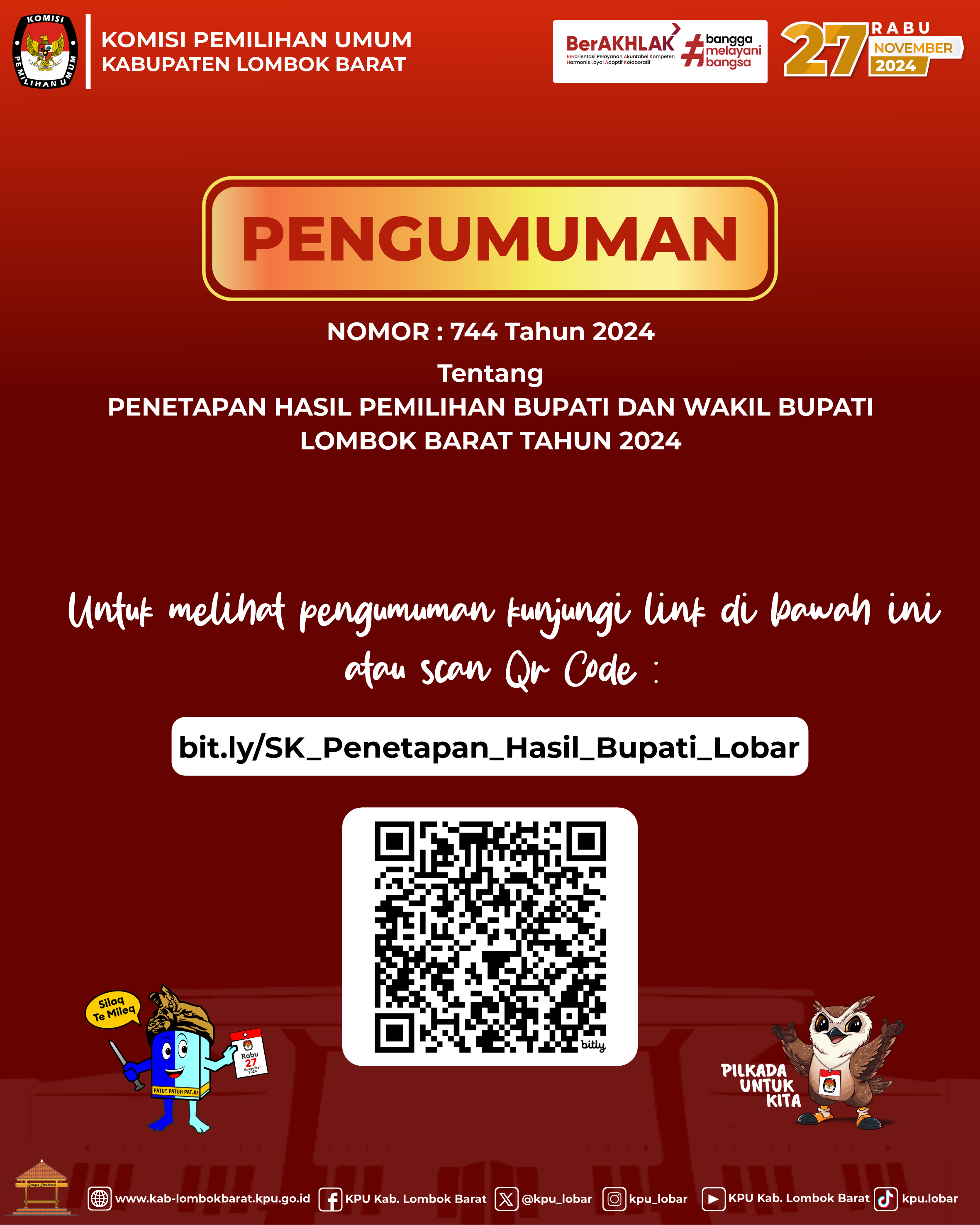 KPU KAB-LOMBOKBARAT - Penetapan Hasil Pemilihan Bupati dan Wakil Bupati Lombok Barat Tahun 2024